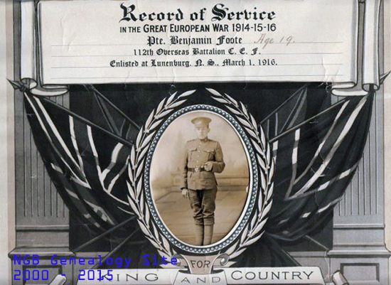 Benjamin Foote Canadian Army Regt # 734286